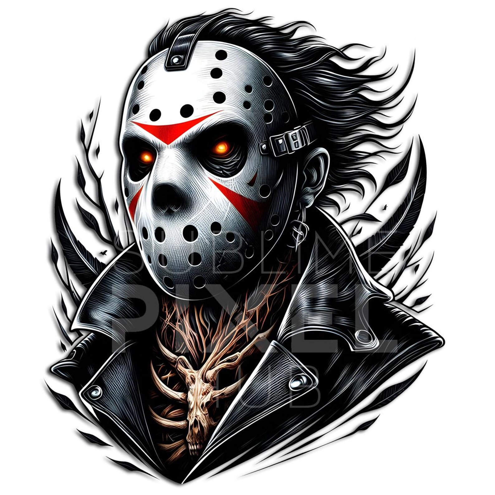 Jason in Leather Jacket Png, Png Files, Clipart, Slasher, Halloween ...