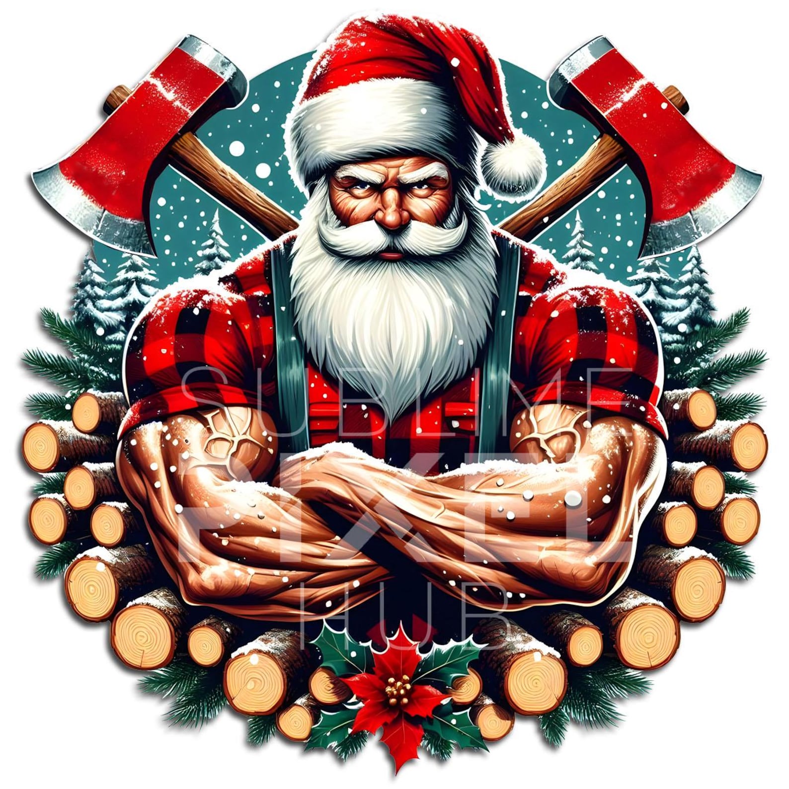 Lumberjack Santa Claus for Men V1 Png, Png Files, Clipart, Santa Claus ...
