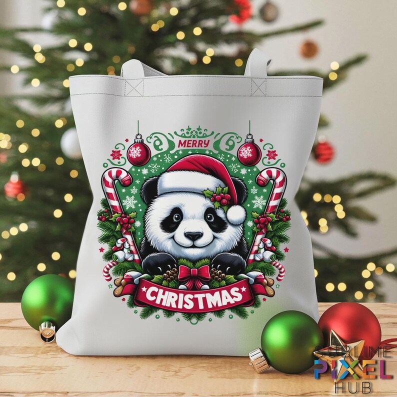 Christmas Panda V2 Png, Png Files, Clipart, Panda Bear, Christmas ...