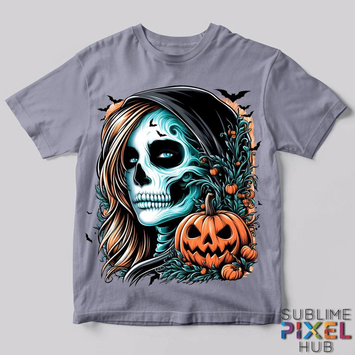Beautiful Skull Damsel Png, Png Files, Clipart, Halloween, Skull ...