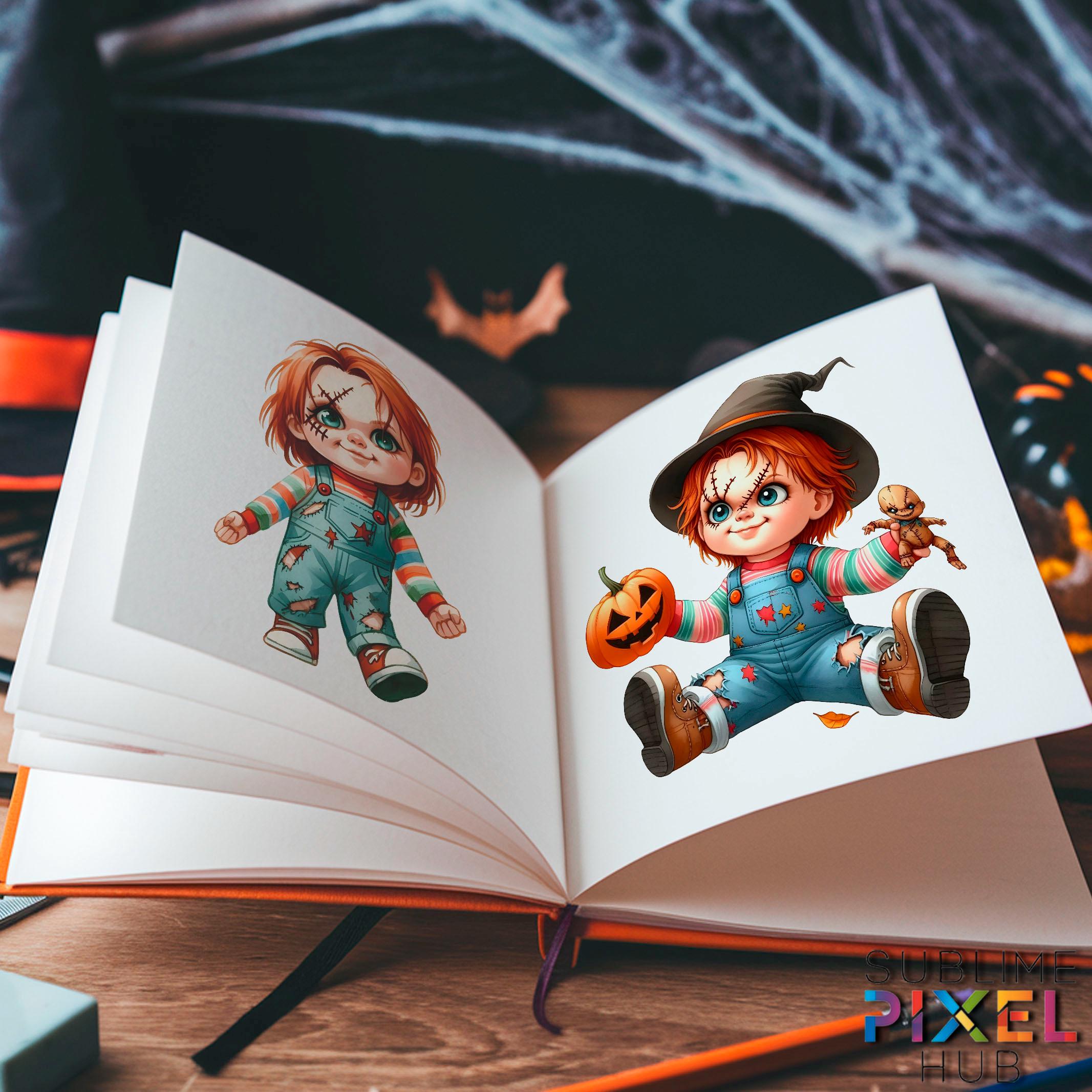 Cute Chucky Watercolor Clipart Png, Png Files, Clipart, Halloween ...