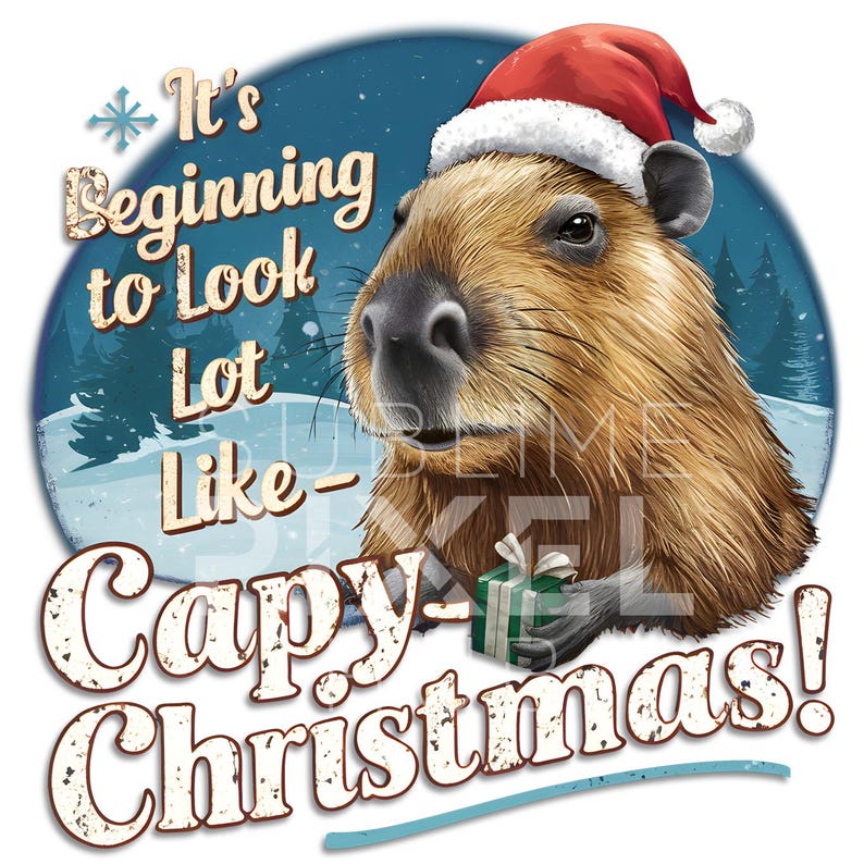 Christmas Capybara V1 Png, Png Files, Clipart, Capybara Christmas ...