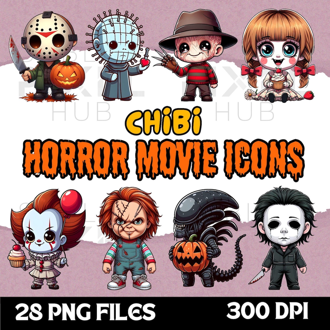 Chibi Horror Movie Icons Png, Png Files, Clipart, Chibi, Halloween ...