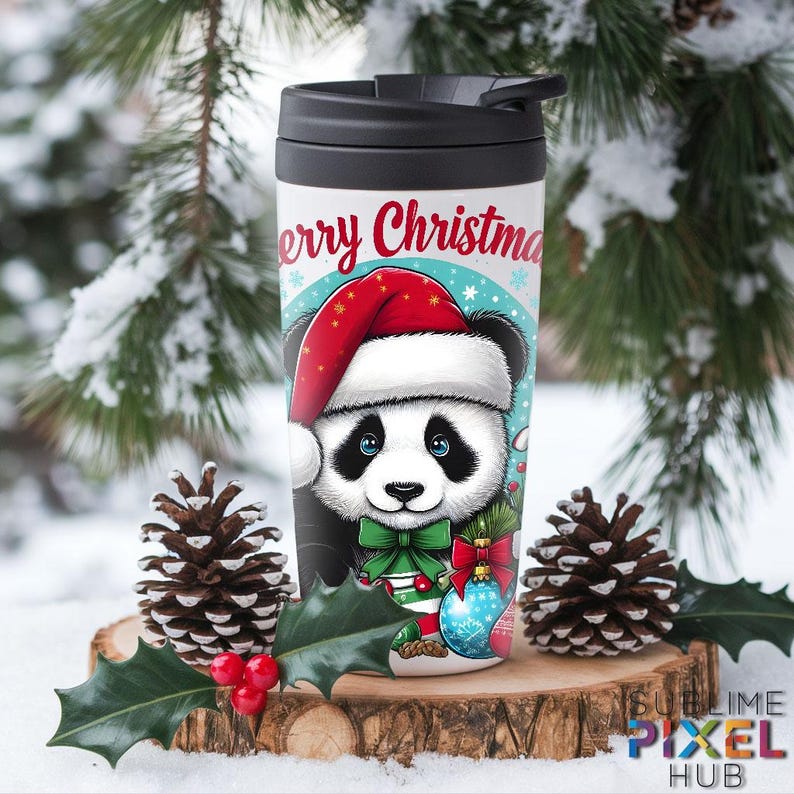 Christmas Panda V1 Png, Png Files, Clipart, Panda Bear, Christmas ...