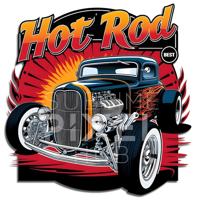 Hot Rod Car Clipart, Flames Design, Vehicles (PNG Digital Download) - Etsy