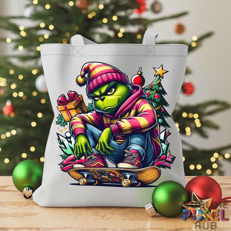 Christmas Skater V3 Png, Png Files, Clipart, Grinch, Urban Design ...
