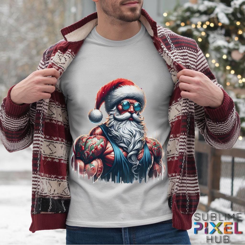 Manly Santa Claus Clipart: Christmas Designs (PNG File) - Etsy