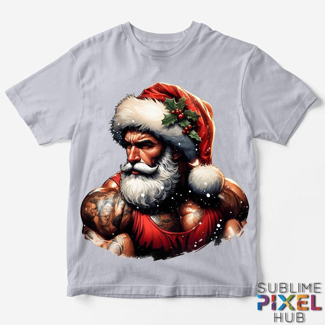 Tattooed Santa Claus Clipart: Manly Christmas PNG (transparent ...