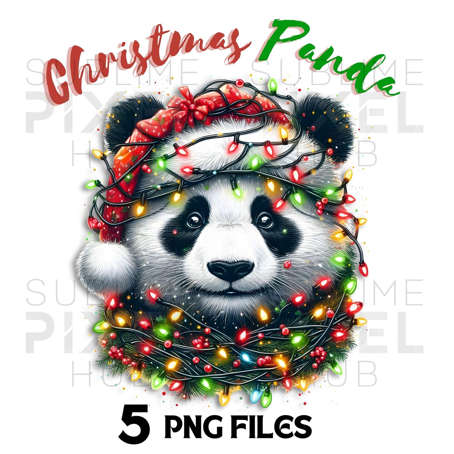 Christmas Panda Clipart: Holiday PNG Designs (transparent Background ...
