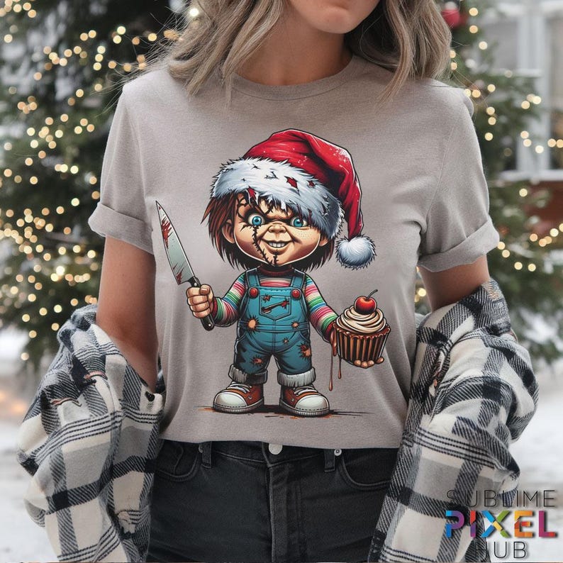 Christmas Chucky With Cupcake PNG Clipart (transparent Background) - Etsy