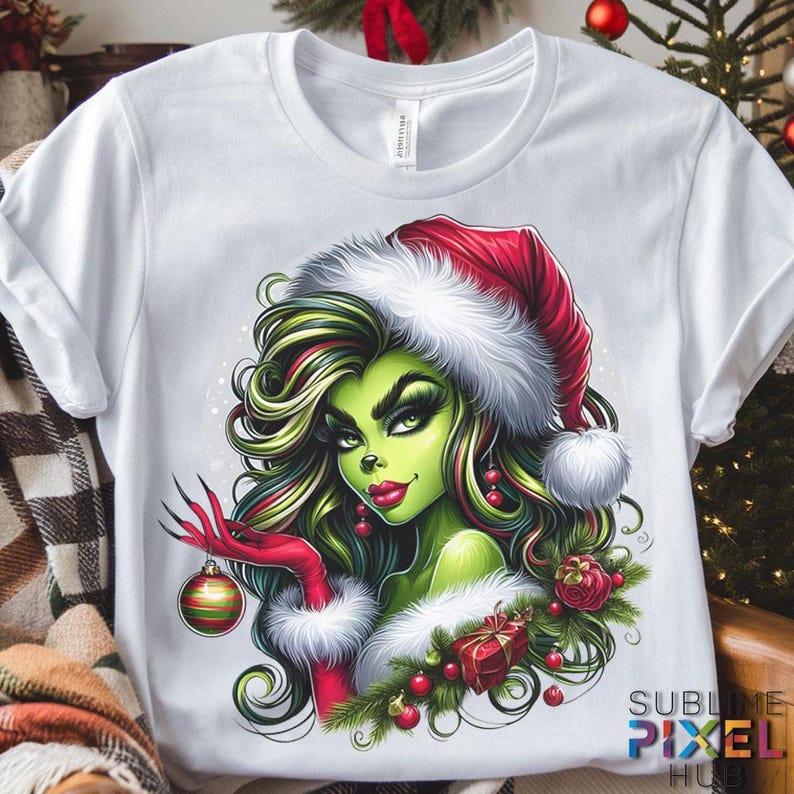 Christmas Clipart for Ladies V3 Png, Png Files, Clipart, Grinch, Ladies ...