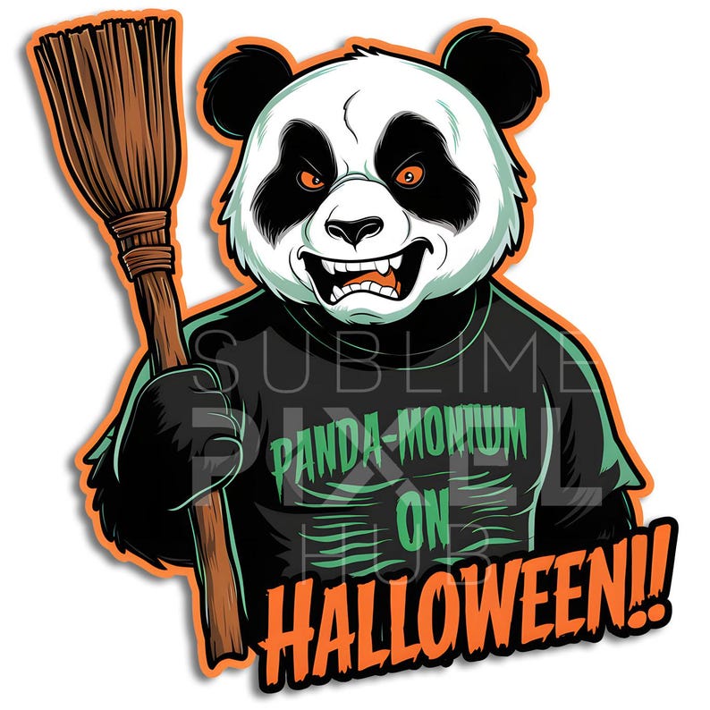 Spooky Pandamonium V2 Png, Png Files, Clipart, Halloween, Panda Bear ...