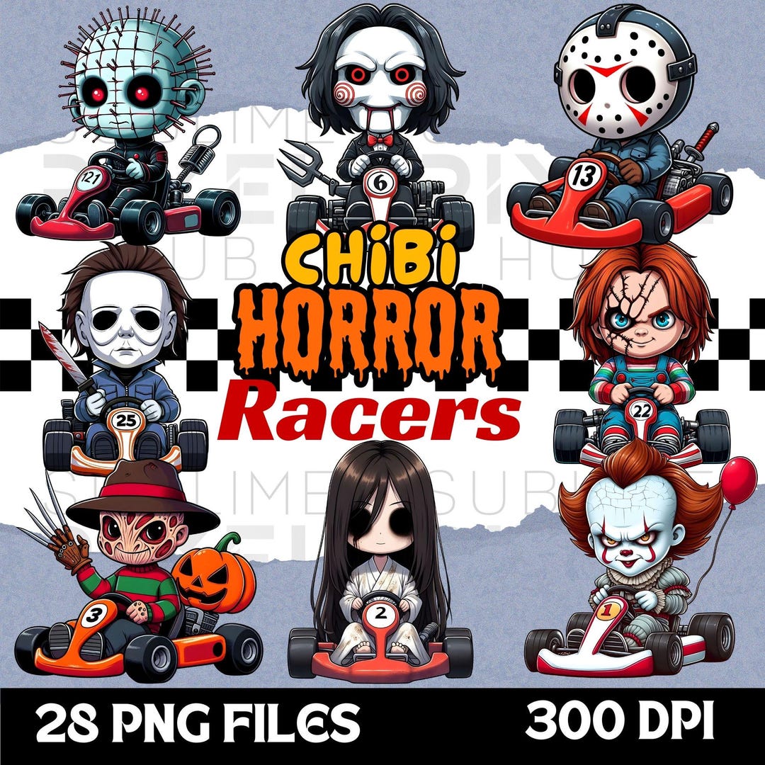 Chibi Horror Racers Png, Png Files, Clipart, Chibi, Halloween, Kids ...