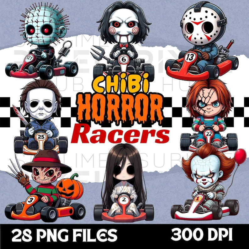 Chibi Horror Racers Png, Png Files, Clipart, Chibi, Halloween, Kids ...