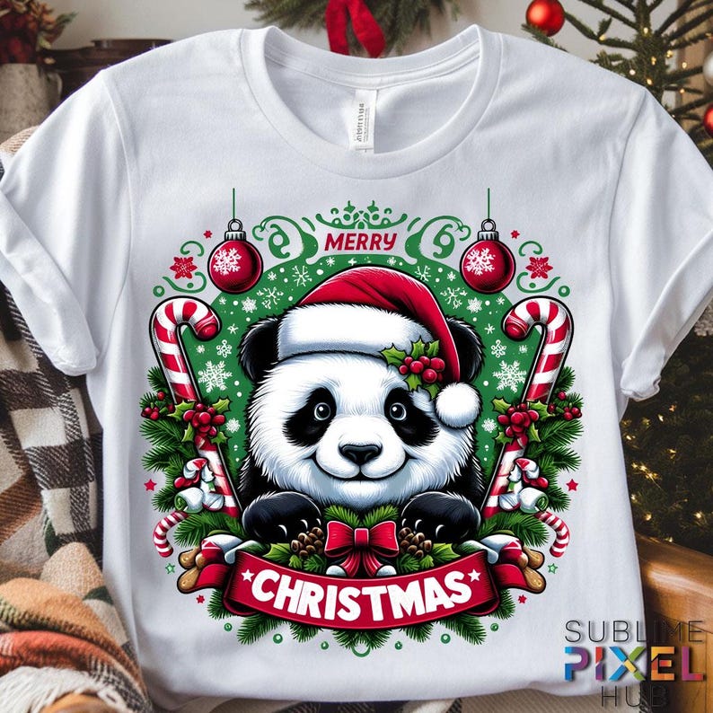 Christmas Panda V2 Png, Png Files, Clipart, Panda Bear, Christmas ...