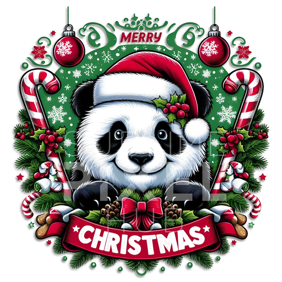 Christmas Panda V2 Png, Png Files, Clipart, Panda Bear, Christmas ...