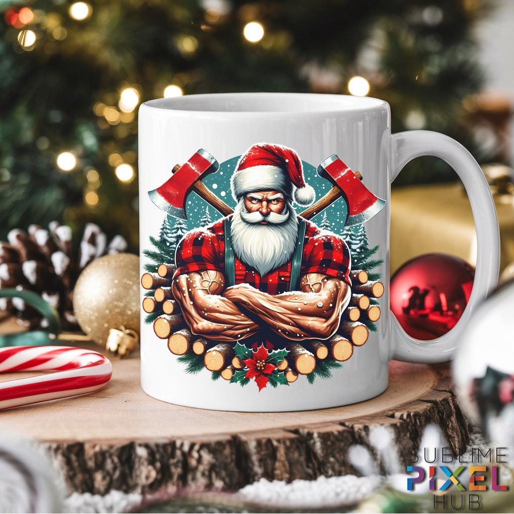 Lumberjack Santa Claus for Men V1 Png, Png Files, Clipart, Santa Claus ...