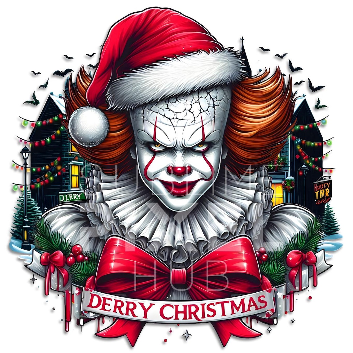 Christmas Pennywise PNG Clipart, Holiday Designs (digital Download) - Etsy