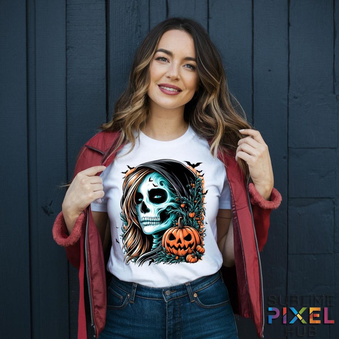Beautiful Skull Damsel Png, Png Files, Clipart, Halloween, Skull ...
