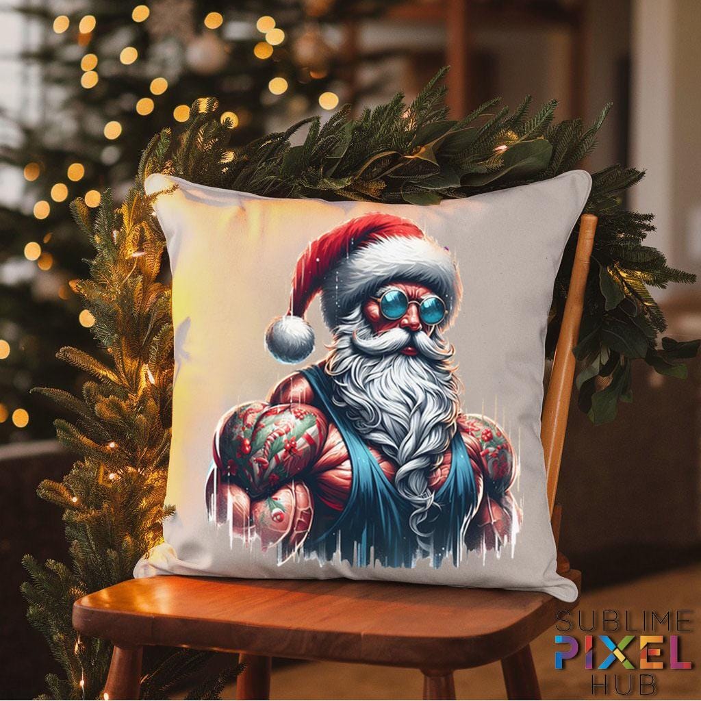Manly Santa Claus Clipart: Christmas Designs (PNG File) - Etsy