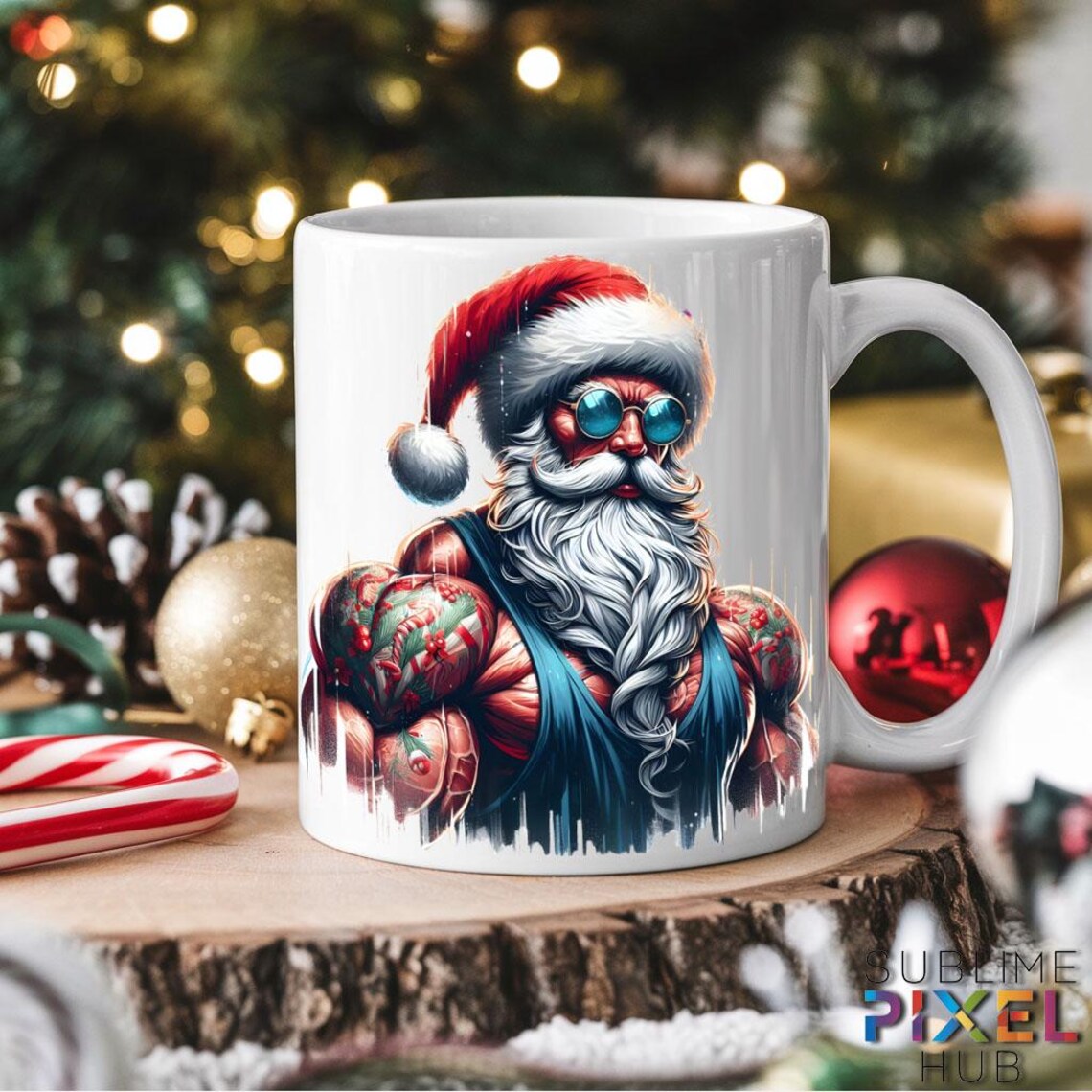Manly Santa Claus Clipart: Christmas Designs (PNG File) - Etsy