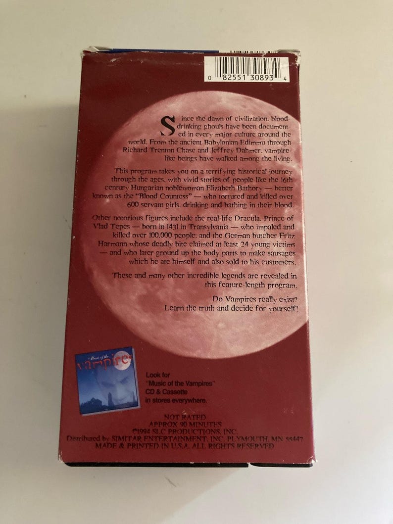 Vampires VHS 1994 the Truth Behind the Ancient Nightmare? Two Tape - Etsy