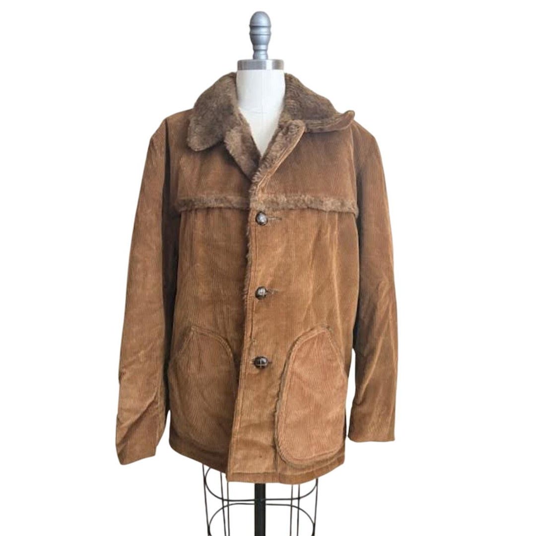 VTG Carlton Hill Corduroy Sherpa Lined Coat Brown Men’s Jacket 70s Size ...