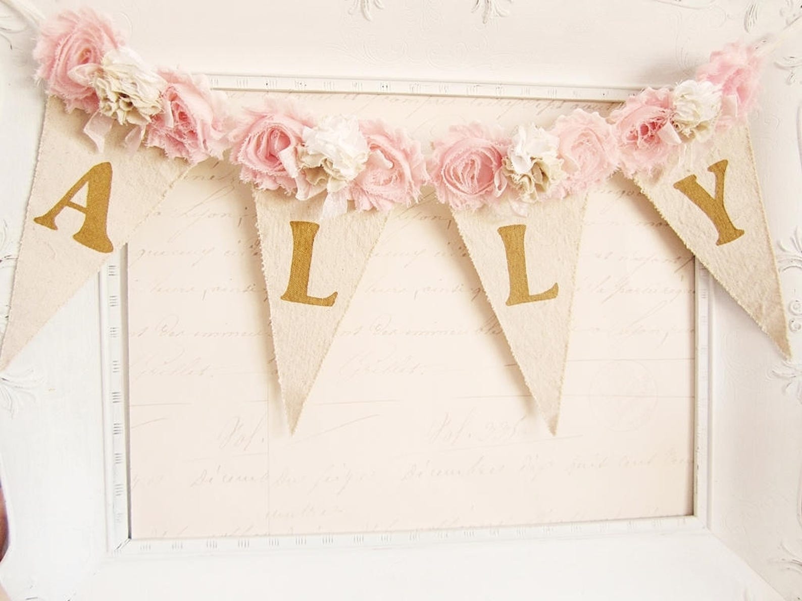 Girl Name Banner Custom Name Banner Pink and Gold Birthday - Etsy