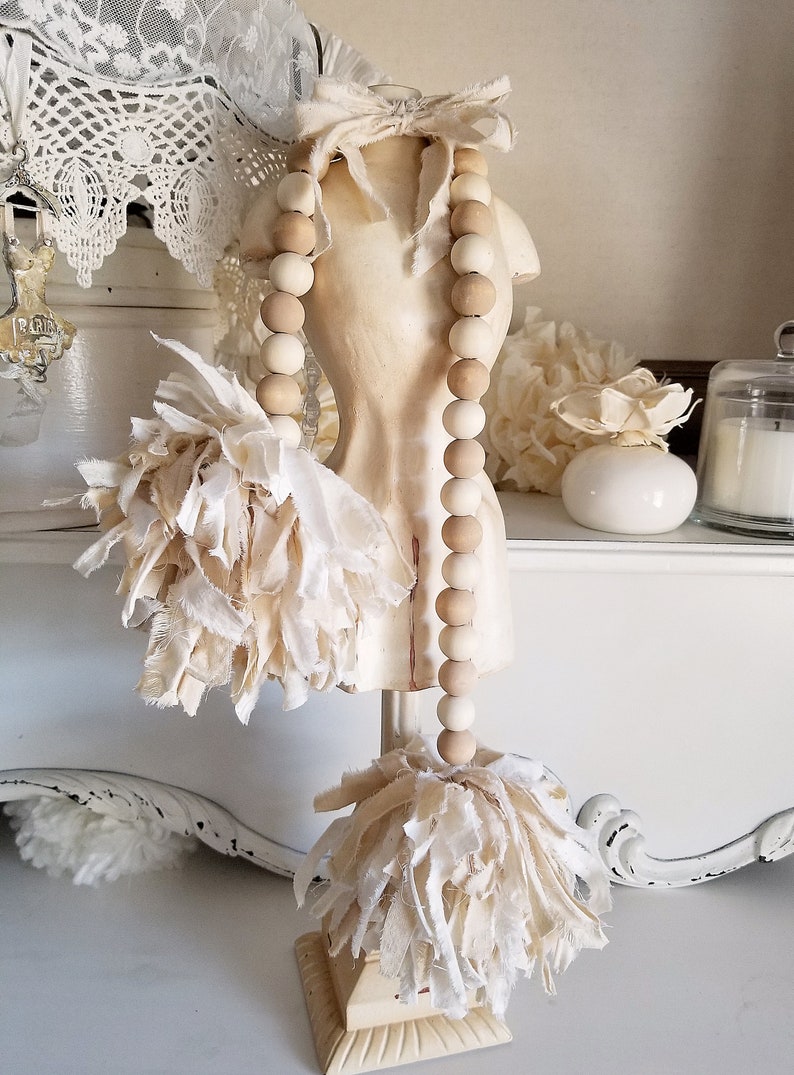 Farmhouse Bead Garland Wood Bead Garland Coffee Table Decor - Etsy