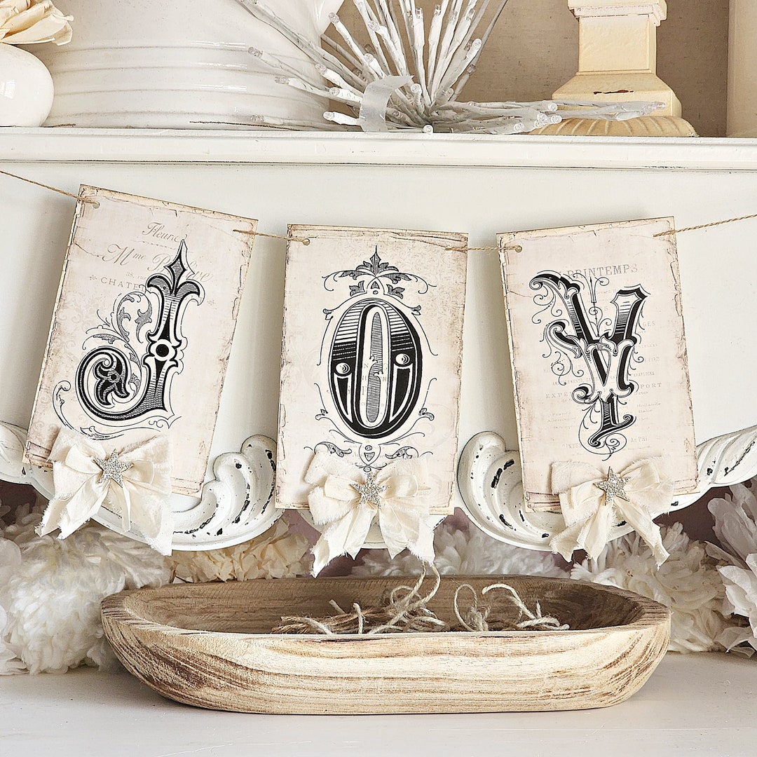 Vintage Style Christmas Banner, Christmas Garland, Christmas Decor ...