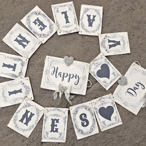 Vintage Style Valentine's Day Banner, Valentine's Day Decor, Happy ...