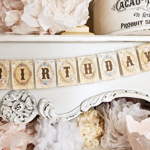 Vintage Style Happy Birthday Banner, Elegant Happy Birthday Banner ...