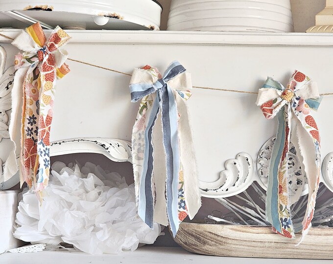 Boho Garland, Rag Bow Garland, Boho Decor, Summer Decor, Summer Banner ...