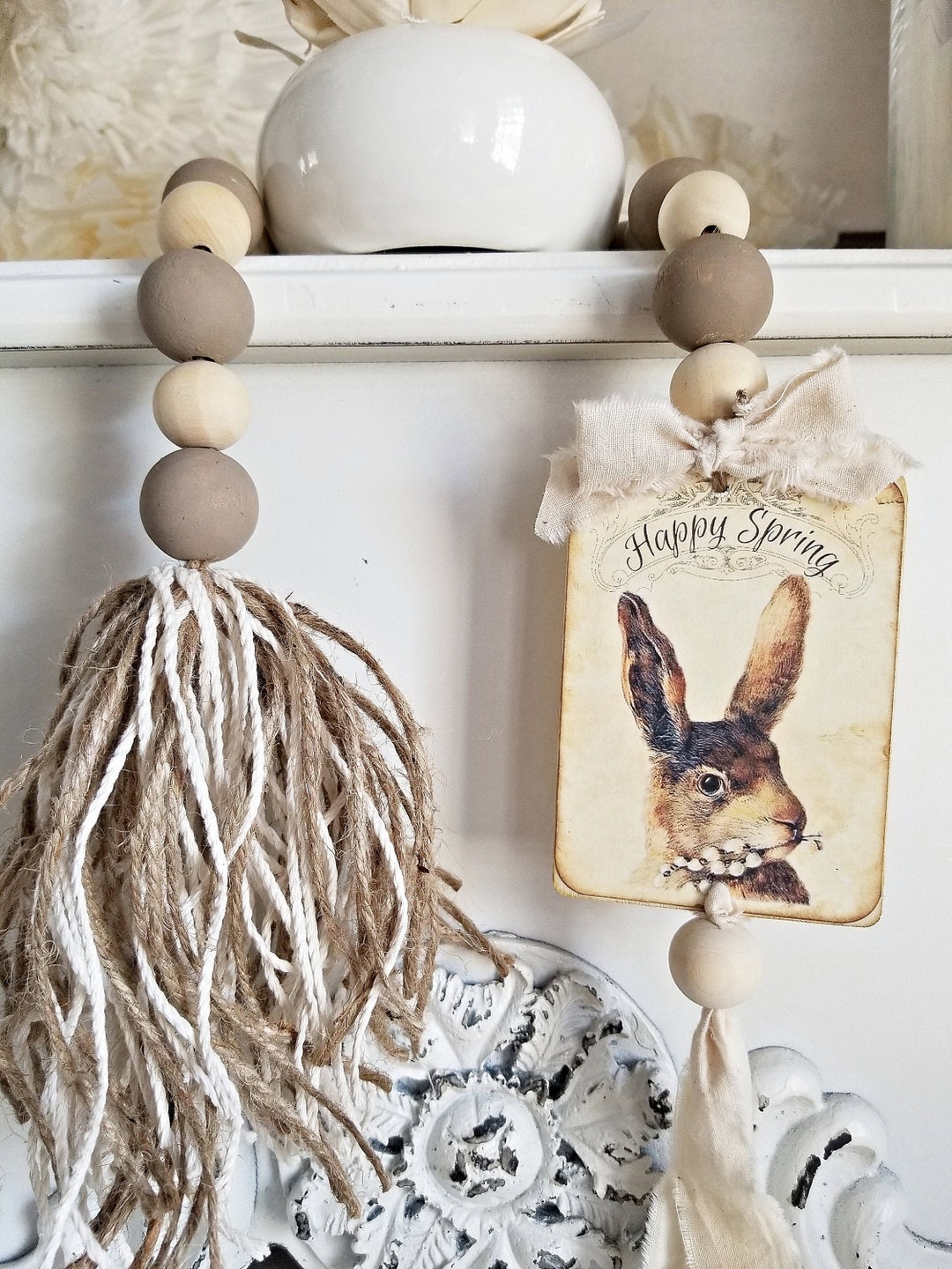 Farmhouse Bead Garland Wood Bead Garland Spring Bead - Etsy