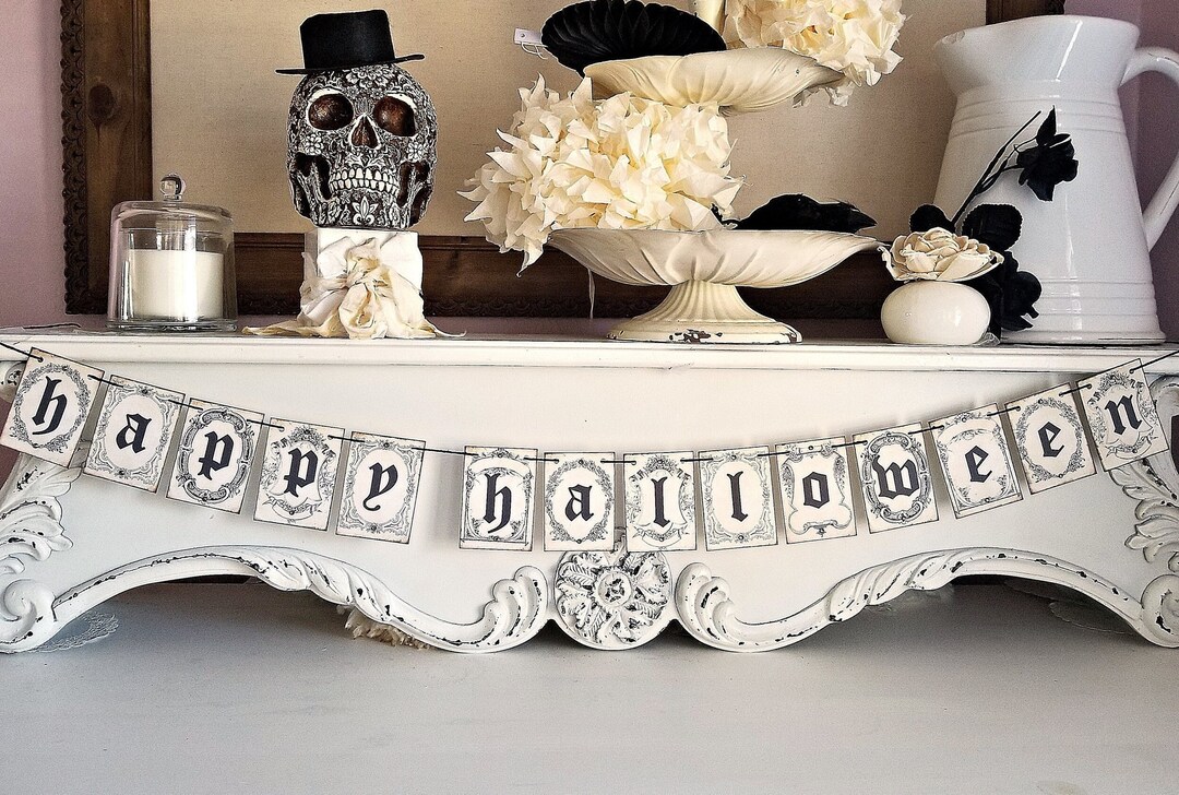 Halloween Banner, Vintage Halloween Garland, Vintage Halloween Decor ...