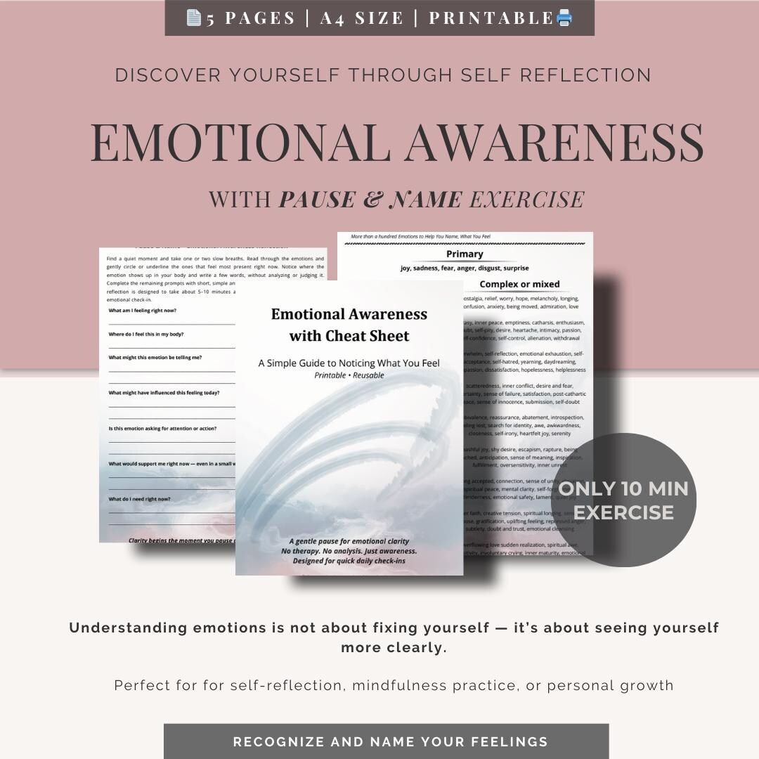 Emotions Cheat Sheet & Reflection | Feelings List Printable | Daily ...