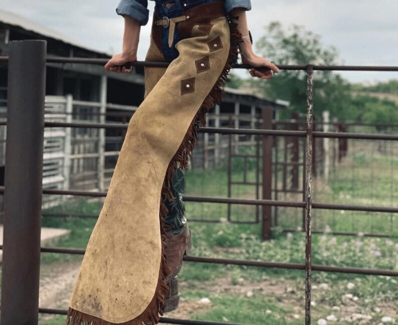 Handmade Cowgirl Chap Buck Skin Suede Leather Pant Rodeo Chap Western ...