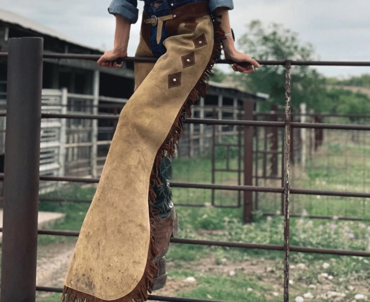 Handmade Cowgirl Chap Buck Skin Suede Leather Pant Rodeo Chap Western ...