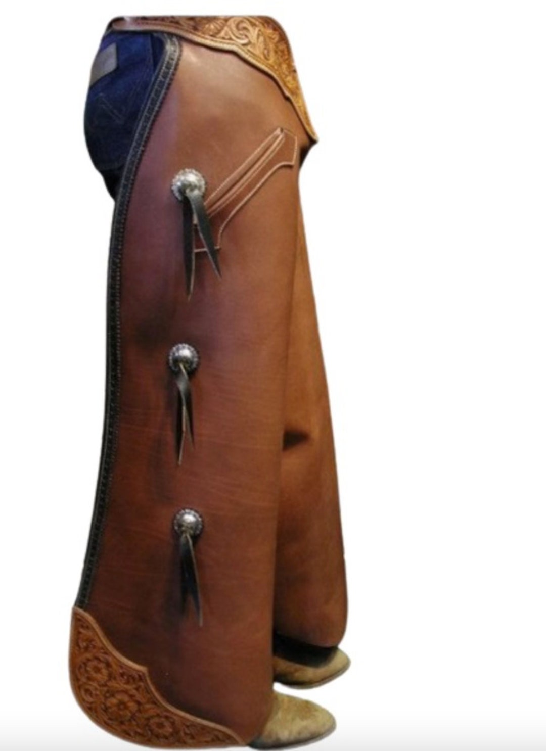 Handmade Native American Western Cowboy Leather Chap Rodeo Leather Chap ...