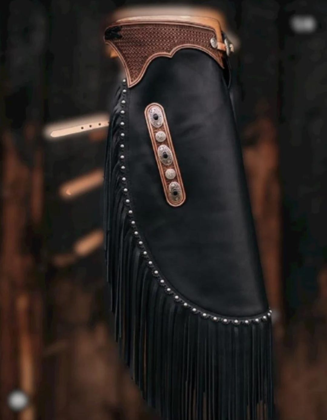 Native American Cowhide Black Canchoo Style Leather Pant Chap Handmade ...