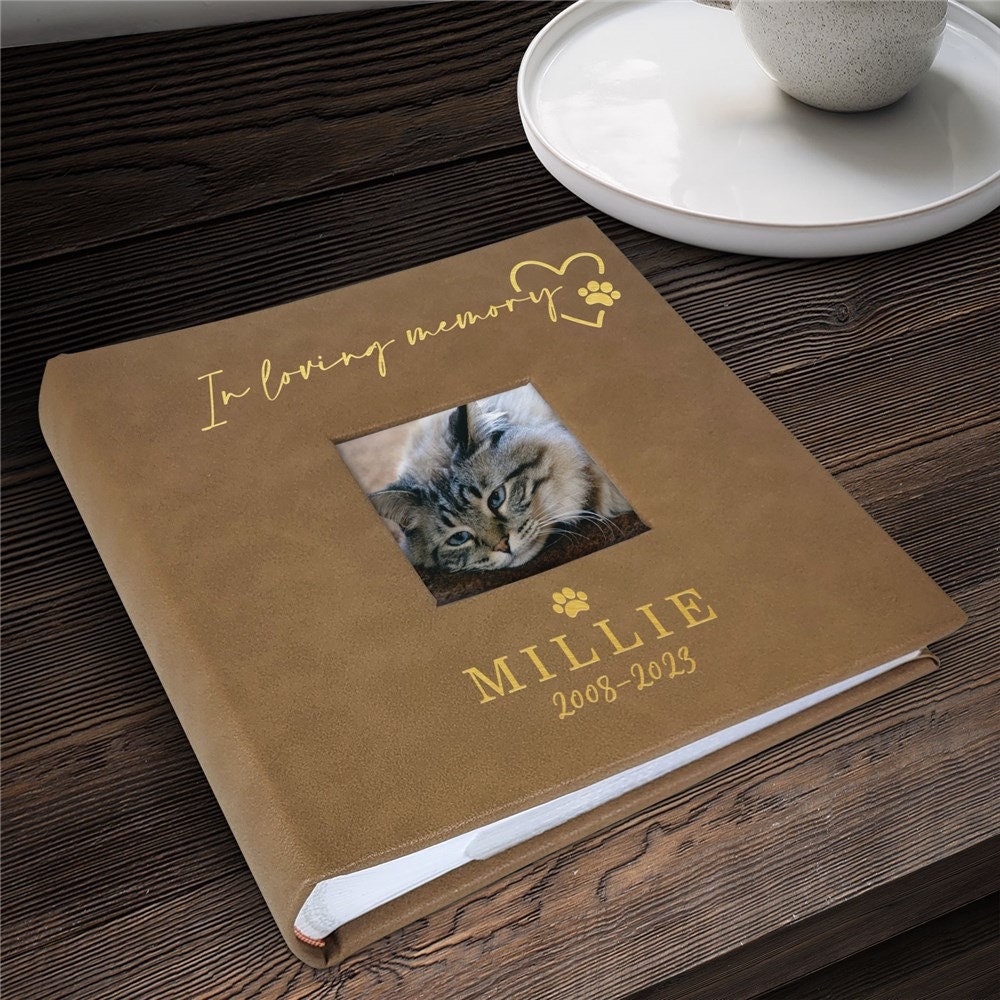Engraved in Loving Memory Pet Leatherette Photo Album, Dog Memorial ...