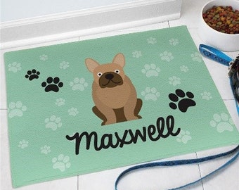 Personalized Dog Mat With Dog Breed Design, Bone Shaped Dog Food Mat ...