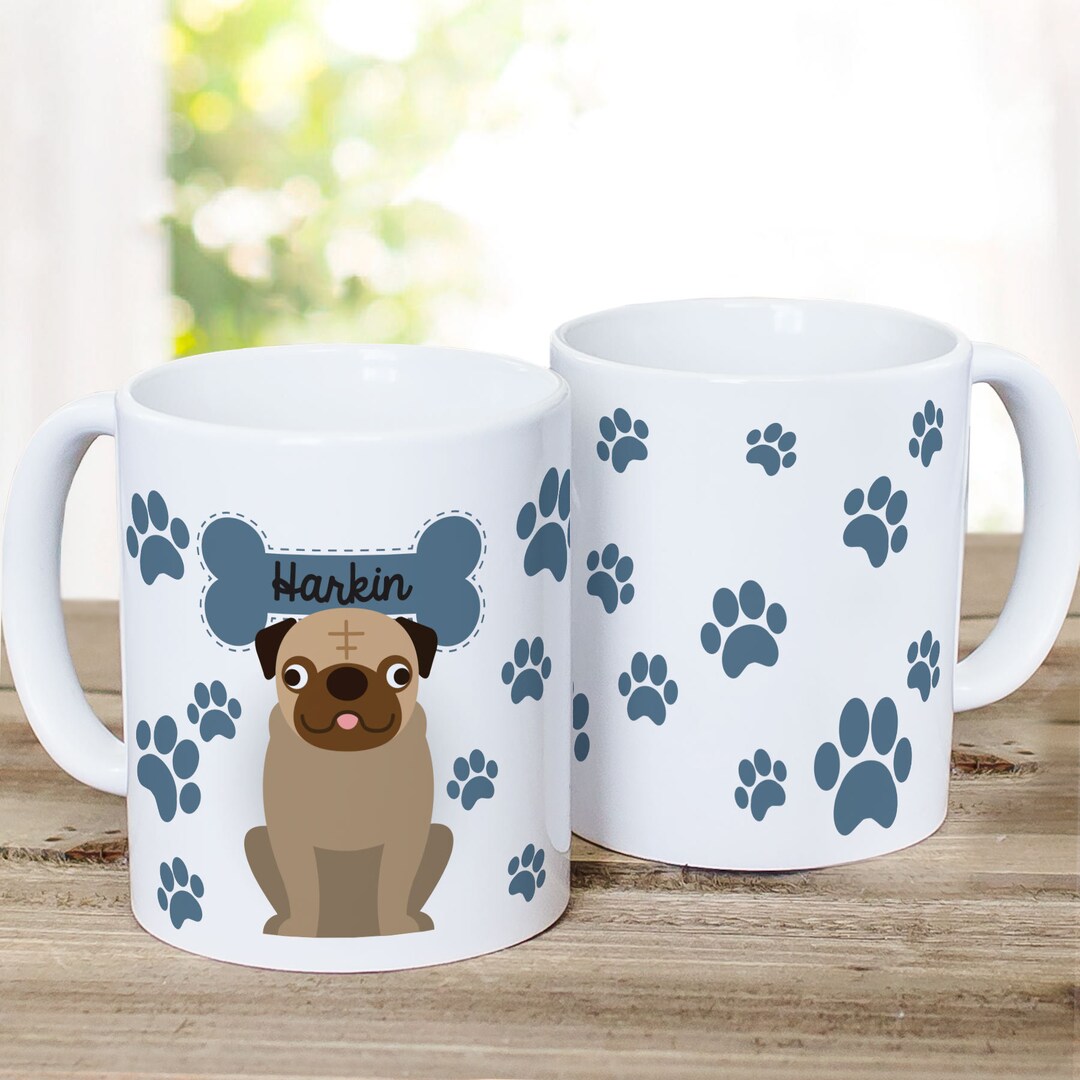 Dog Breed Mug, Personalized Mug With Paw Prints, Dog Owner Gifts, Dog ...
