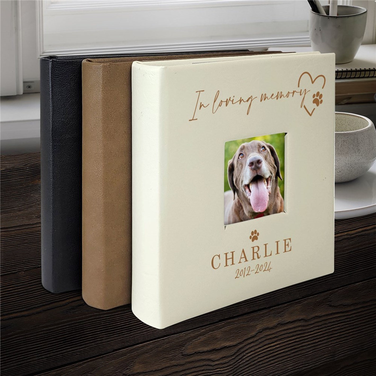 Engraved in Loving Memory Pet Leatherette Photo Album, Dog Memorial ...