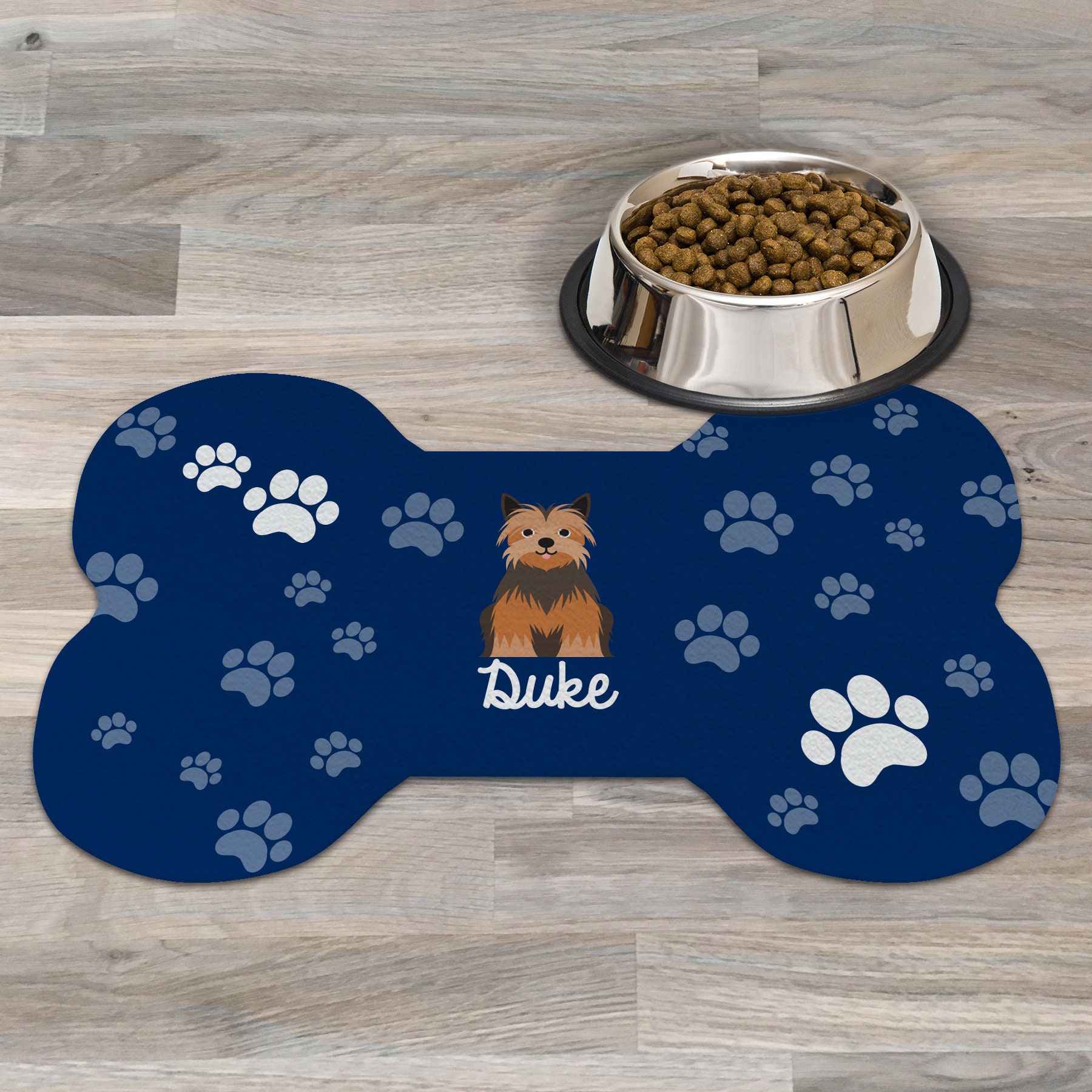 Personalized Dog Mat With Dog Breed Design, Bone Shaped Dog Food Mat ...
