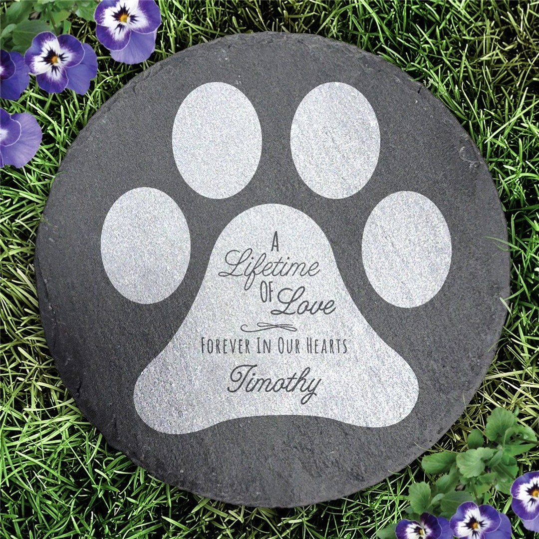 Engraved Paw Print Memorial Stone, Paw Print Memorial Stone ...