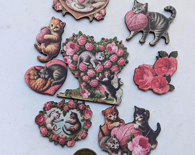 Valentine Kitties Woodcut Craft Shapes Supplies - Etsy