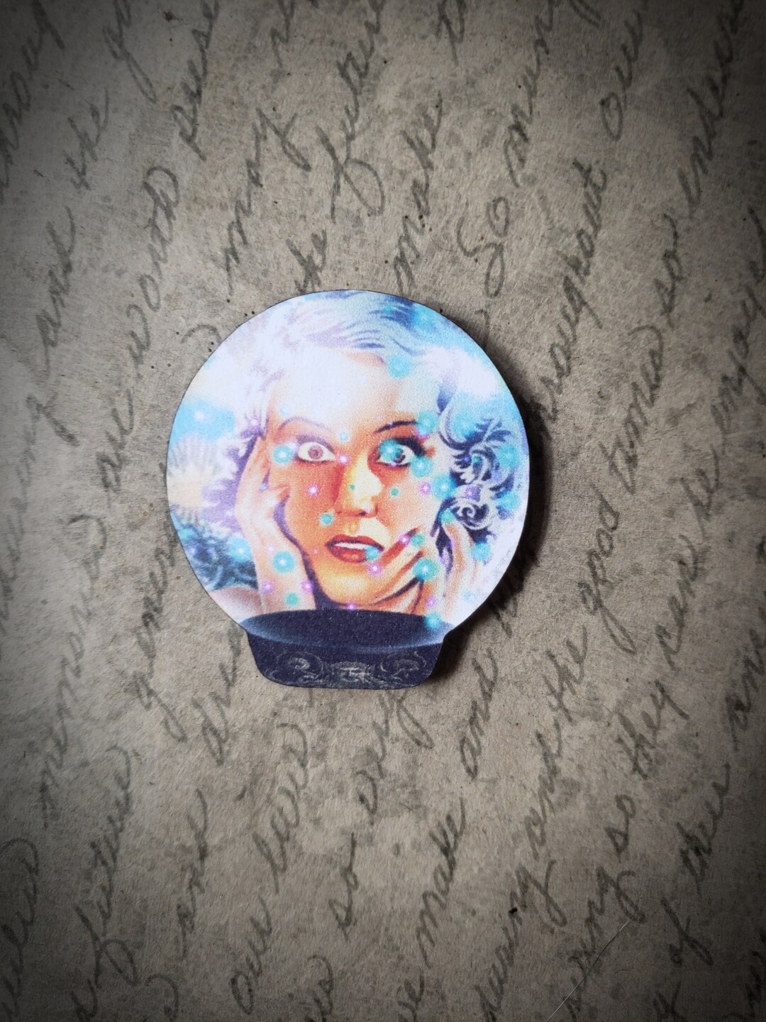 Laser Cut Crystal Ball Halloween Art Brooch - Etsy