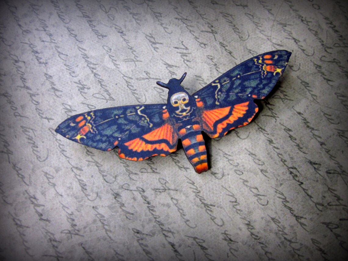 Death Head Moth Wooden Brooch - Etsy