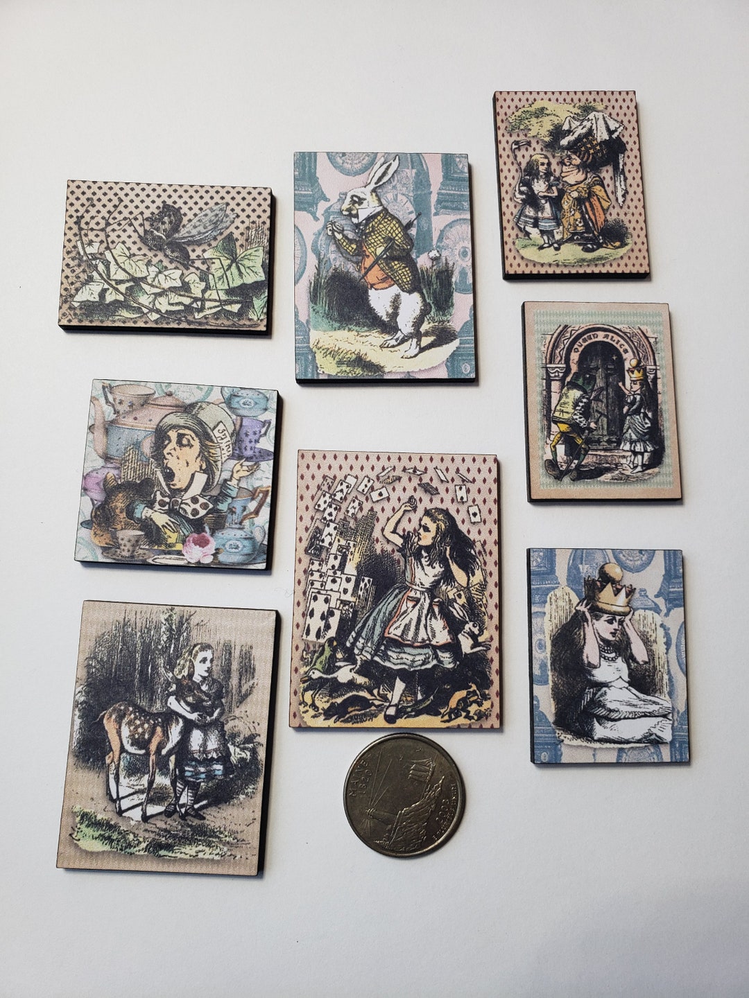 Alice in Wonderland Tiles Woodcut Tiles Jewelry Art Supplies - Etsy